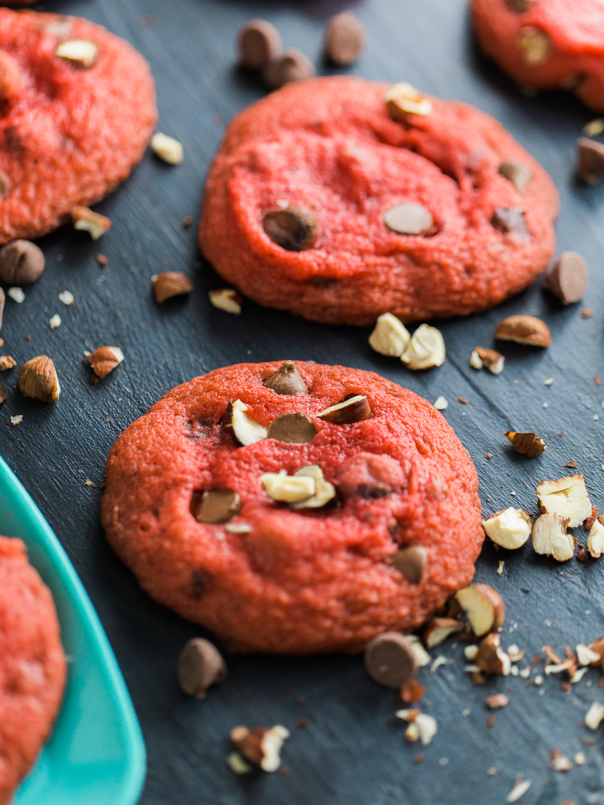 Red Hazelnut Chocolate Chip Cookies - Dad With A Pan