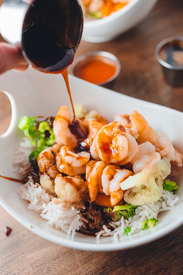 Shrimp Rice Bowl With Sweet Teriyaki Glaze - Dad With A Pan