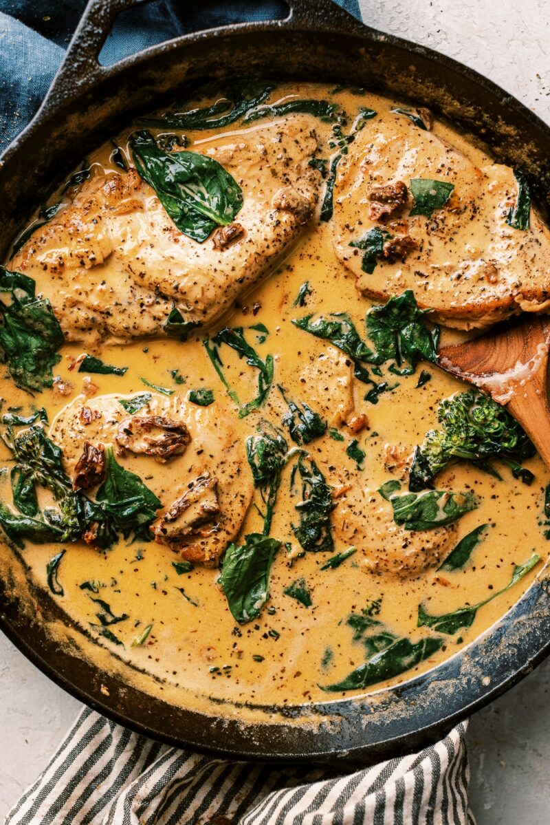 Garlic Tuscan Chicken with Broccolini - Dad With A Pan